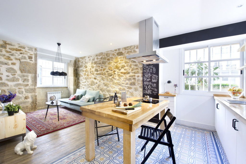 Charming Small Apartment With Stone Walls And Bright Modern Decor ...