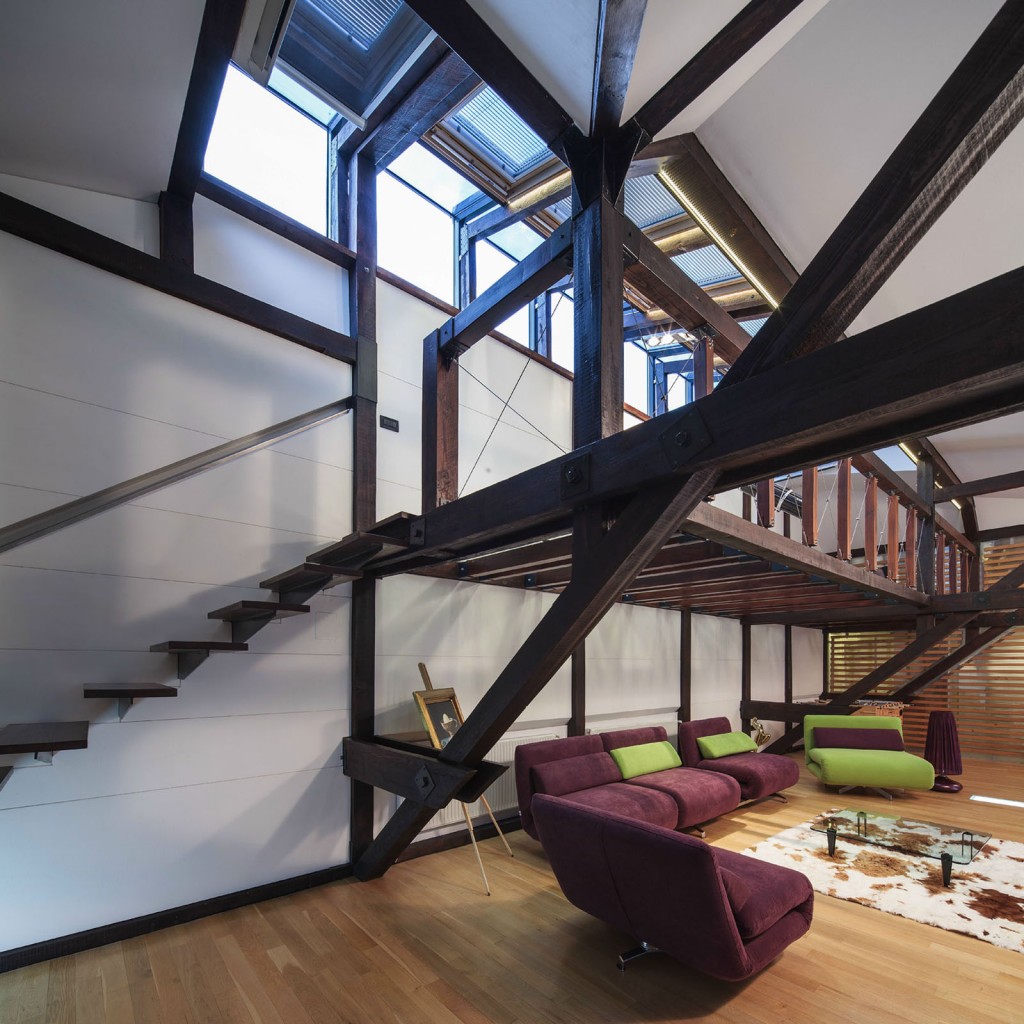 Wood Structure Defines Contemporary Renovated Attic Loft Apartment In ...