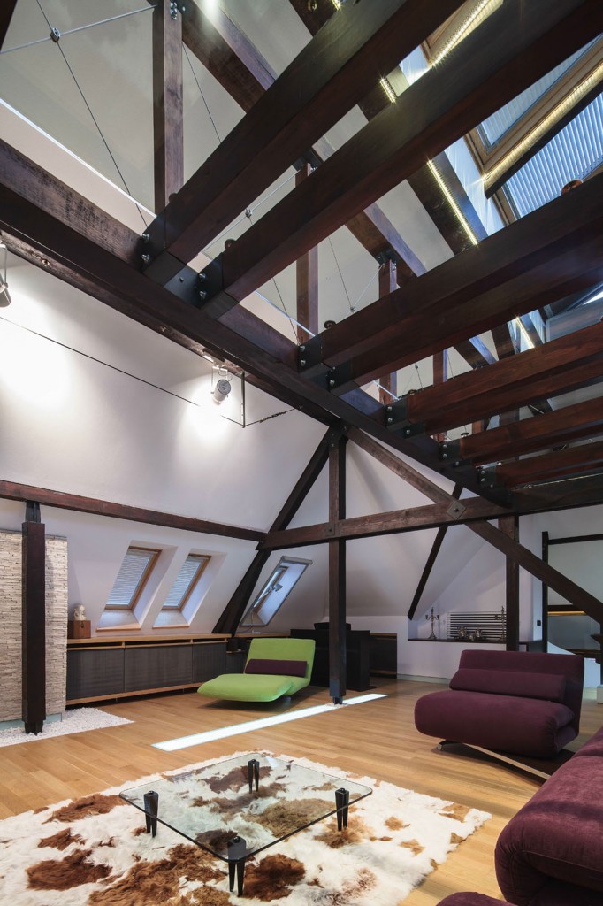 Wood Structure Defines Contemporary Renovated Attic Loft Apartment In ...