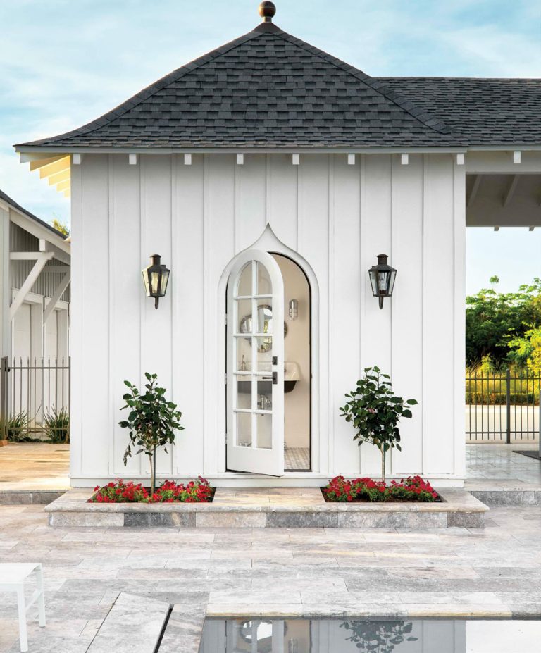 Charming Pool Pavilion with English Neo-Gothic Style Design