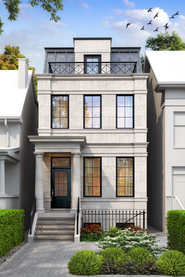 Timeless Limestone House with Classical Architectural Facade