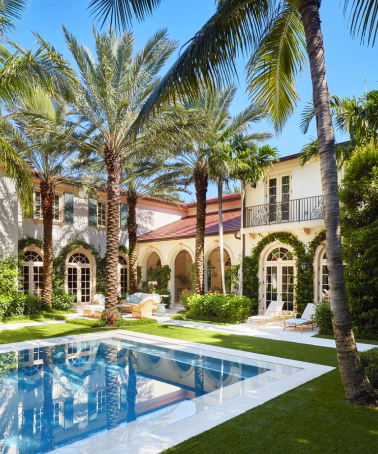 Mediterranean Revival Palm Beach Villa with Tropical Theme
