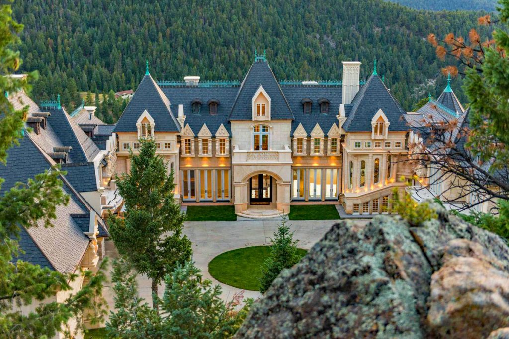 Grand Chateau Style Limestone Mansion in the Rockies
