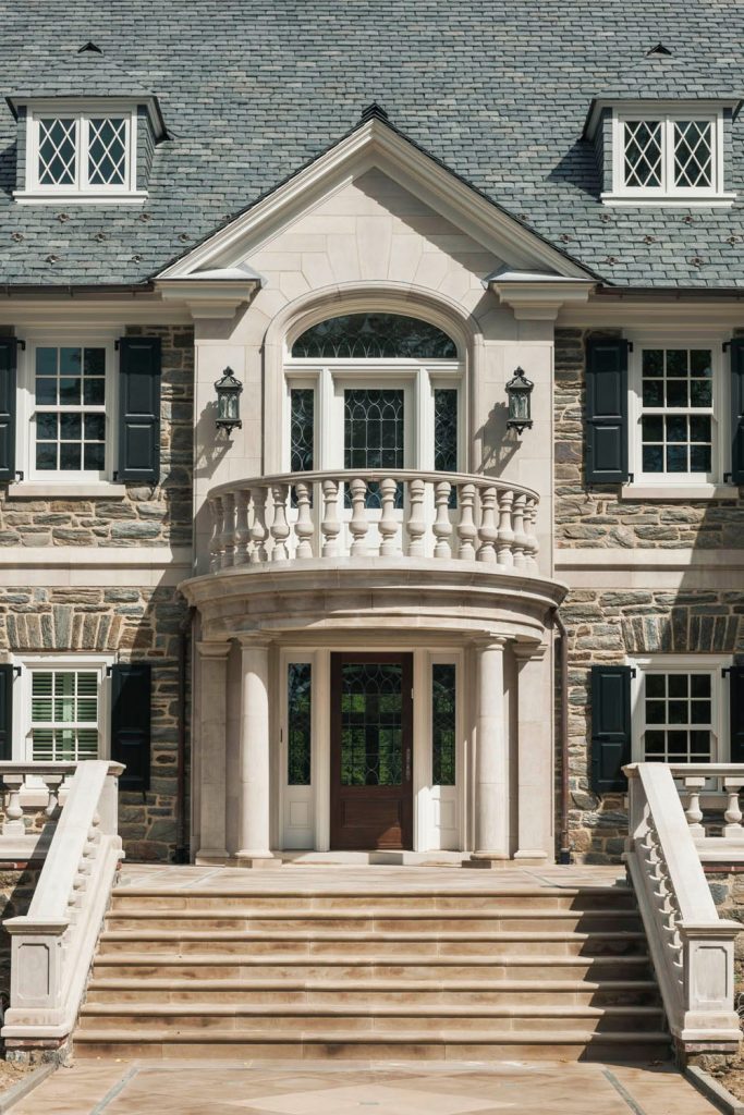 Suburban Limestone Mansion with Timeless Architecture
