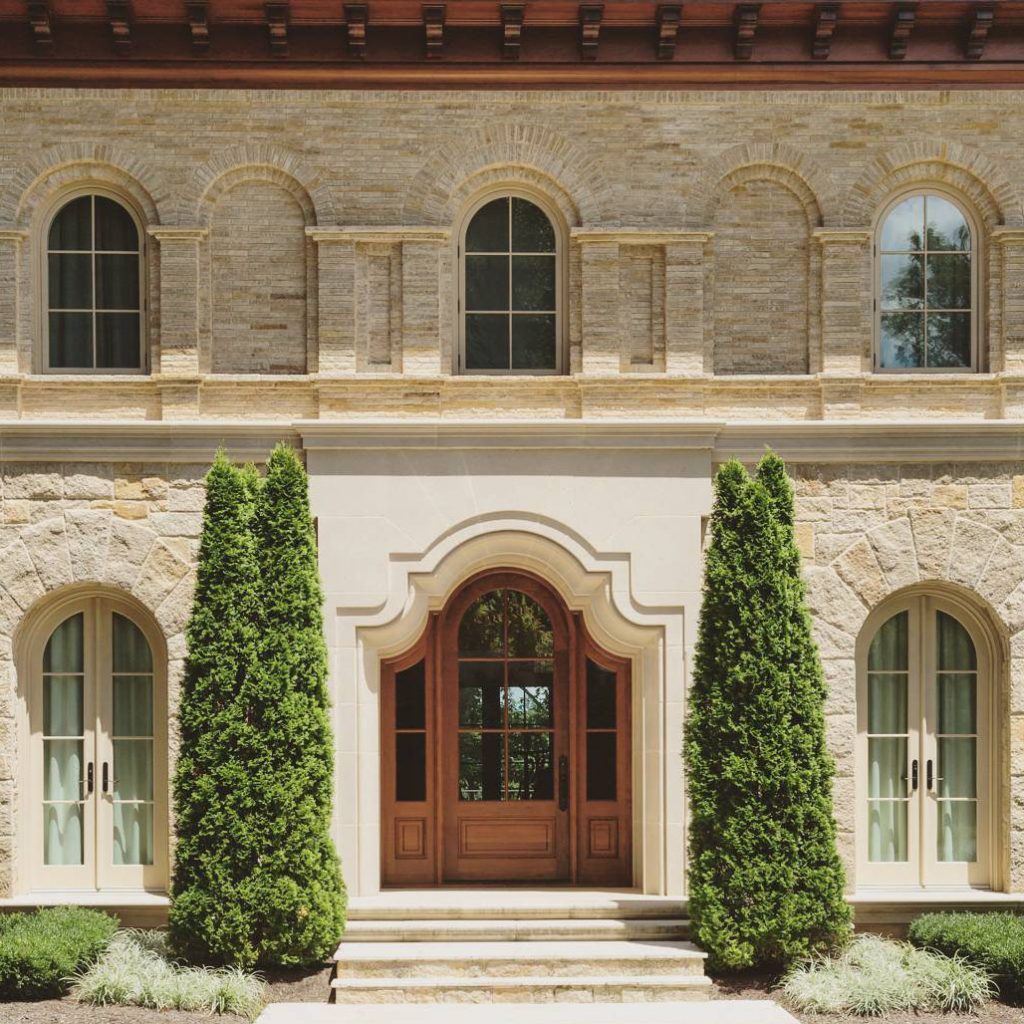 Riverfront Limestone Estate Inspired by Spanish Aragon Architecture