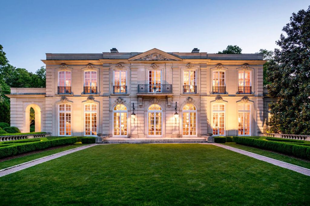 Neoclassical Mansion Surrounded by Beautifully Manicured Gardens