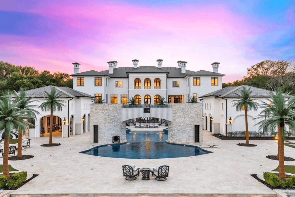 Transitional Mediterranean Home with Symmetrical Architecture