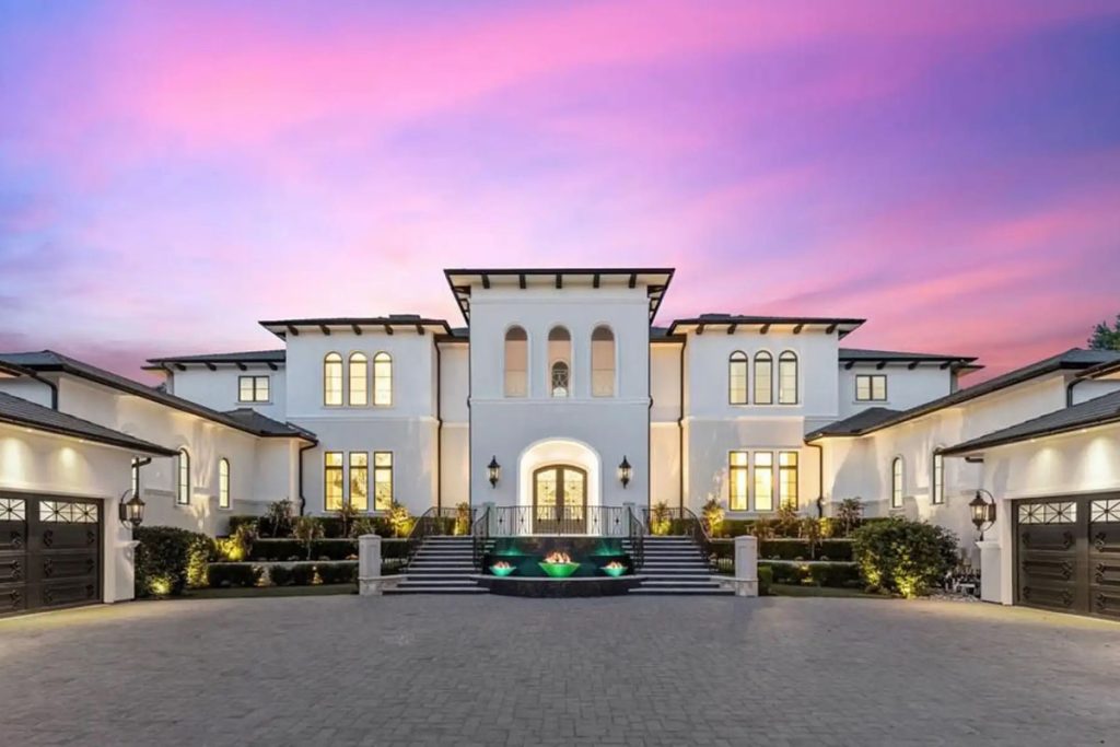 Transitional Mediterranean Home with Symmetrical Architecture