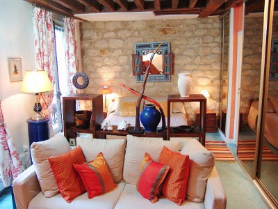 Paris Apartment Interior Design With Appealing Stone Walls