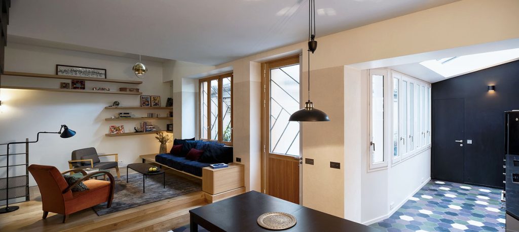 Remodelled Paris House with Stone and Glass Walls