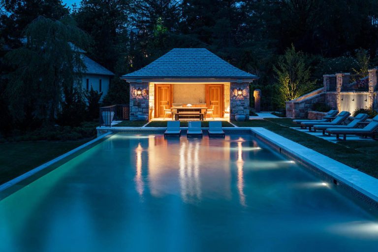 Waterfront Stone Mansion with French Country Architecture