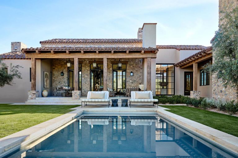 Elegant Stone House in Arizona with Rustic Mediterranean Architecture