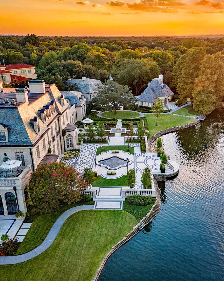 Palatial Classical Style Estate with Geometric Lakefront Garden