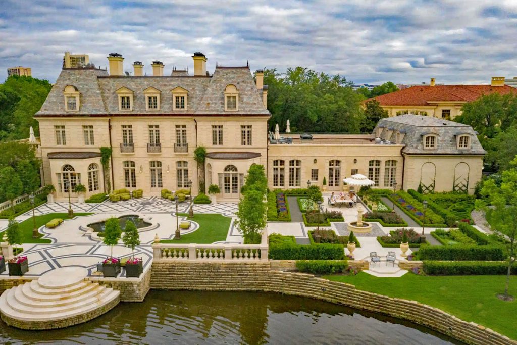 Palatial Classical Style Estate with Geometric Lakefront Garden