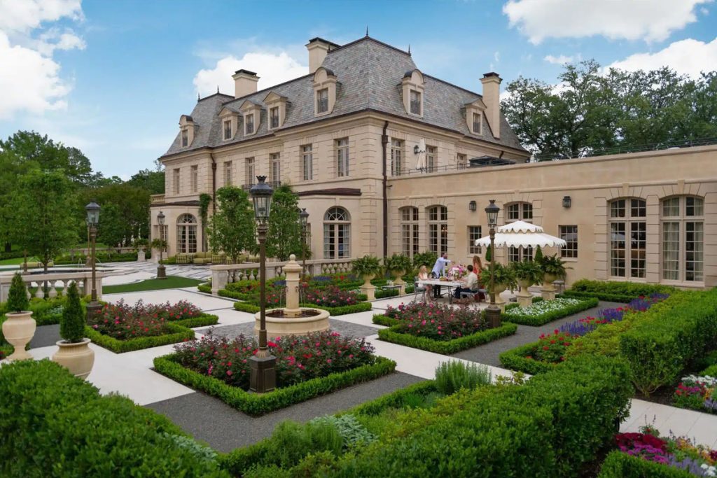 Palatial Classical Style Estate with Geometric Lakefront Garden