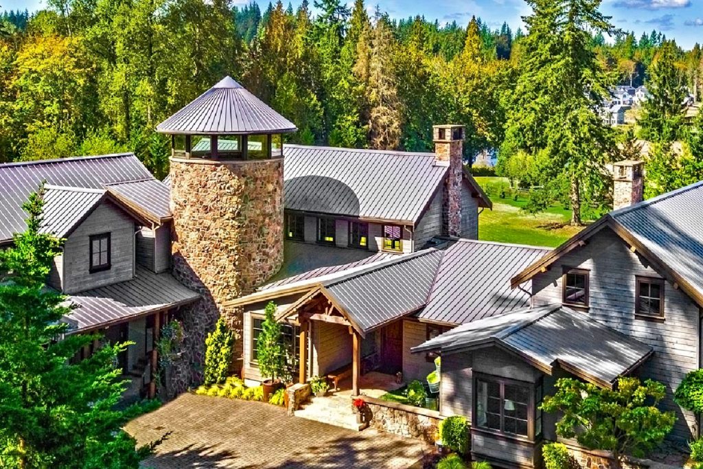 Stately Country Farmhouse with Stone Lookout Tower