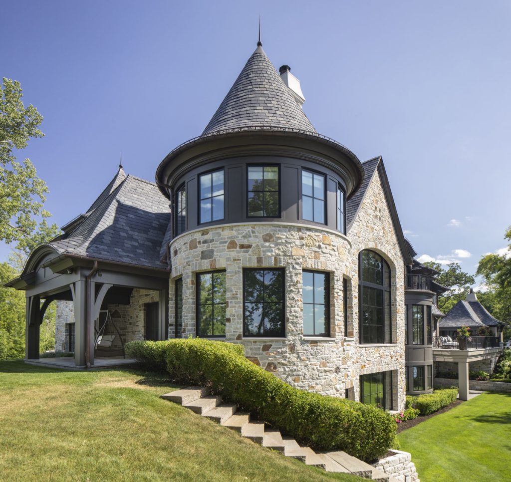 Timeless Castle-Like Stone Mansion with Transitional Architecture