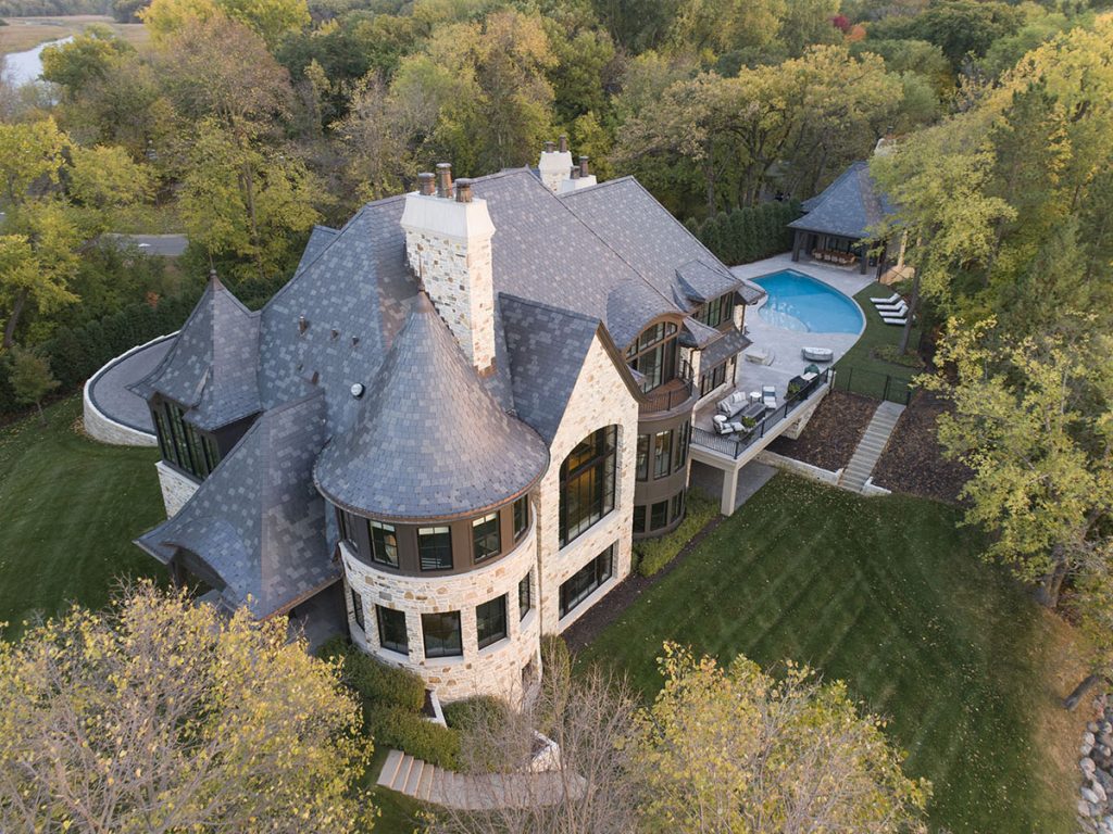 Timeless Castle-Like Stone Mansion with Transitional Architecture