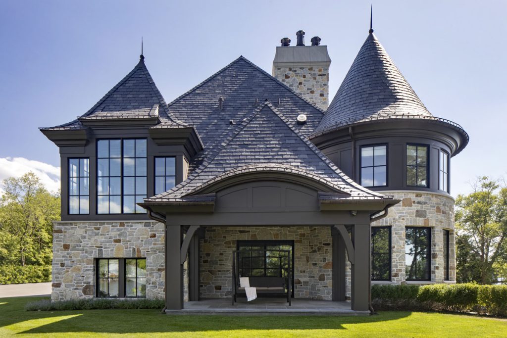 Timeless Castle-Like Stone Mansion with Transitional Architecture