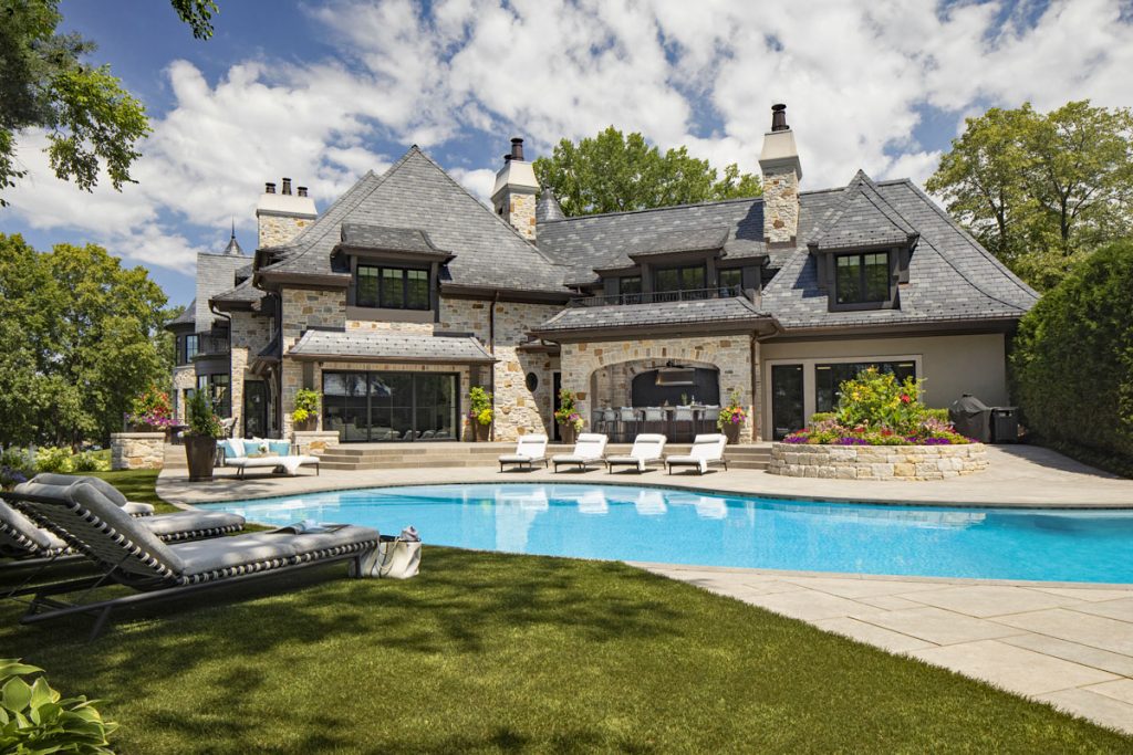 Timeless Castle-Like Stone Mansion with Transitional Architecture