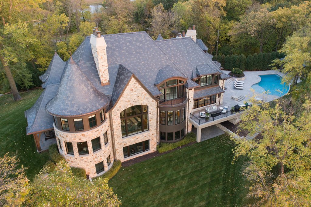 Timeless Castle-Like Stone Mansion with Transitional Architecture