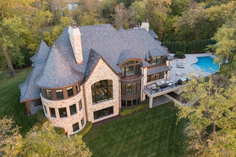 Timeless Castle-Like Stone Mansion with Transitional Architecture