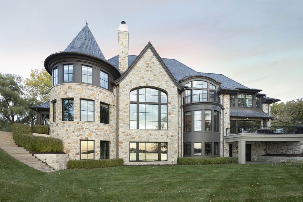 Timeless Castle-Like Stone Mansion with Transitional Architecture