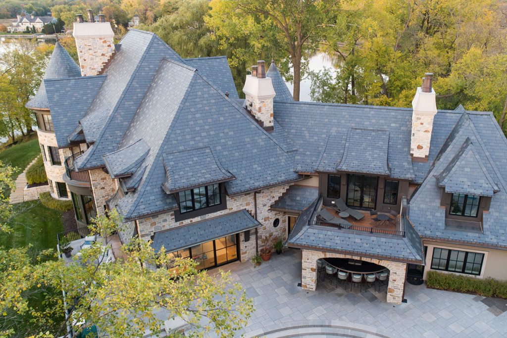 Timeless Castle-Like Stone Mansion with Transitional Architecture