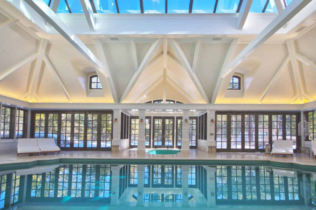 Elegant Private Indoor Glass Mosaic Swimming Pool With Atrium