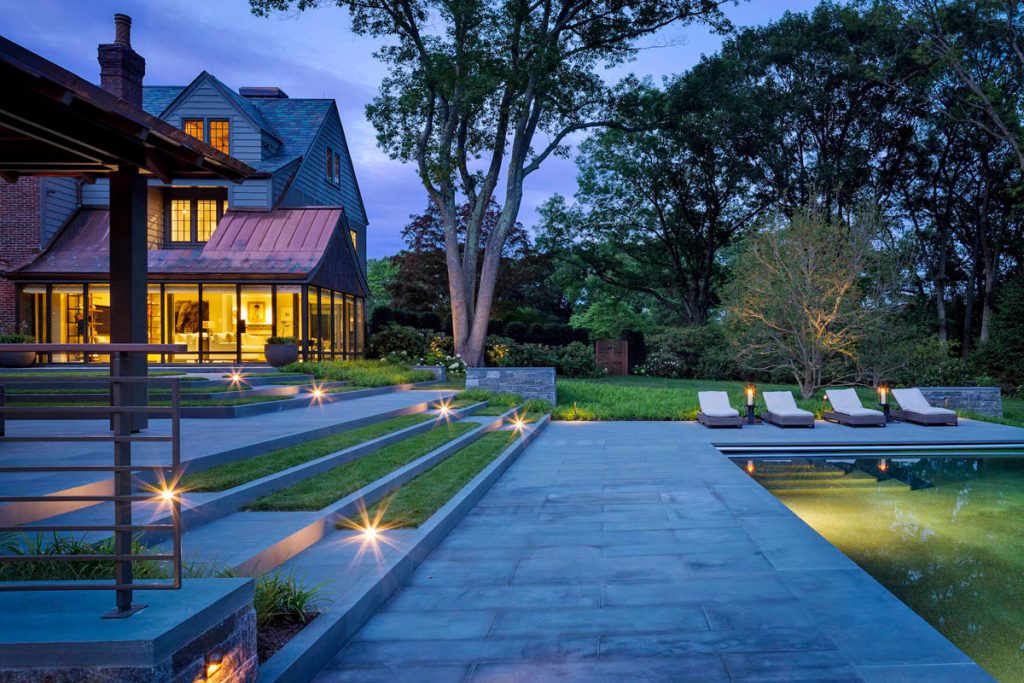 Modern Tudor Revival Estate with Sprawling Terraced Garden