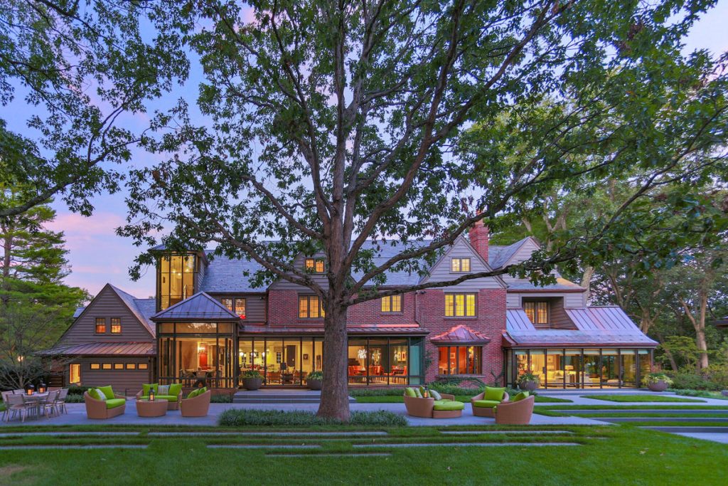 Modern Tudor Revival Estate with Sprawling Terraced Garden