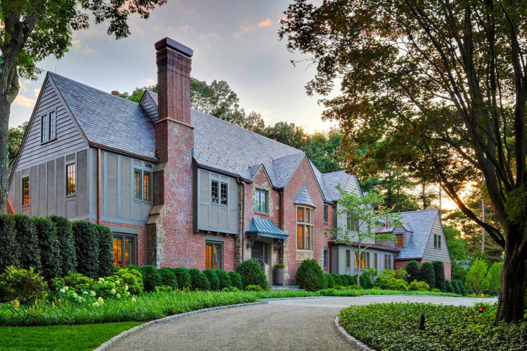 Modern Tudor Revival Estate with Sprawling Terraced Garden