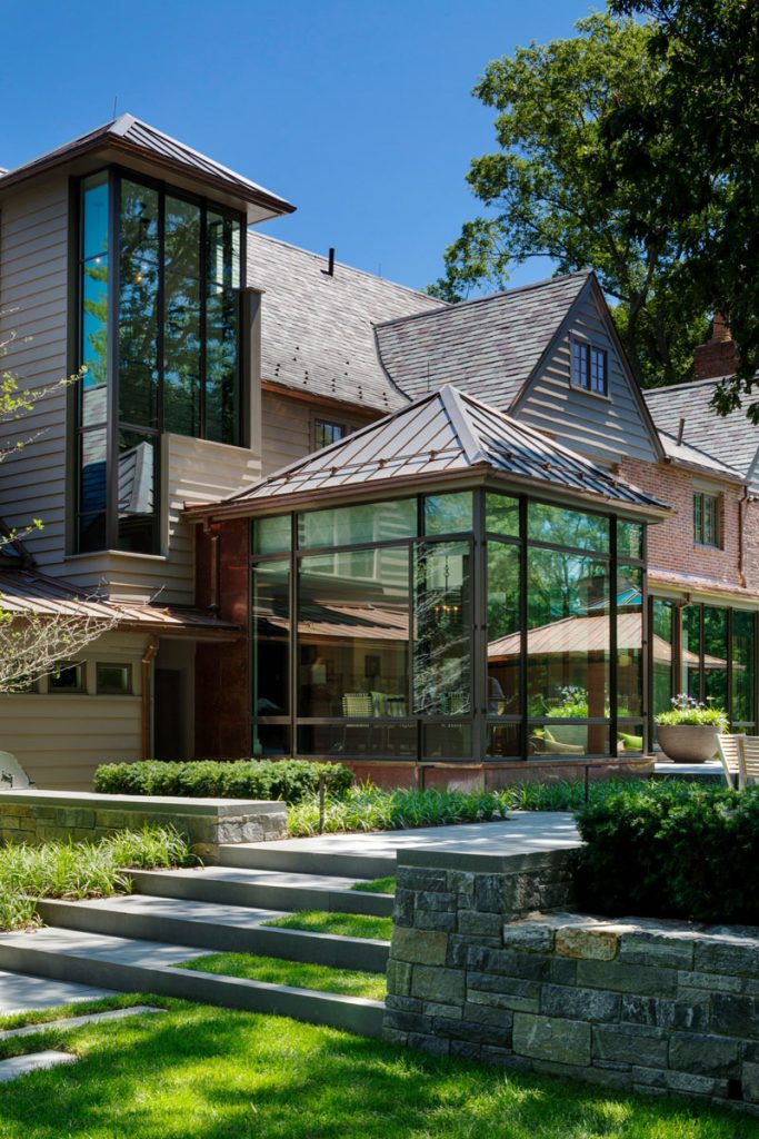 Modern Tudor Revival Estate with Sprawling Terraced Garden