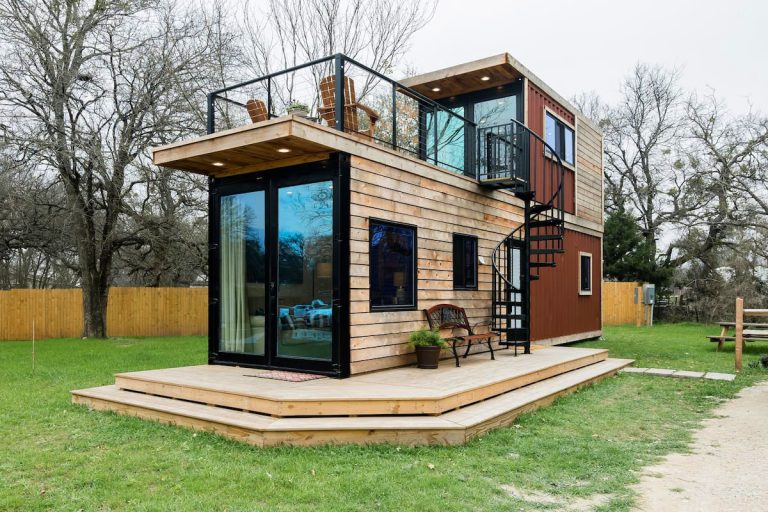 Elegant Shipping Container Tiny House with Rooftop Patio
