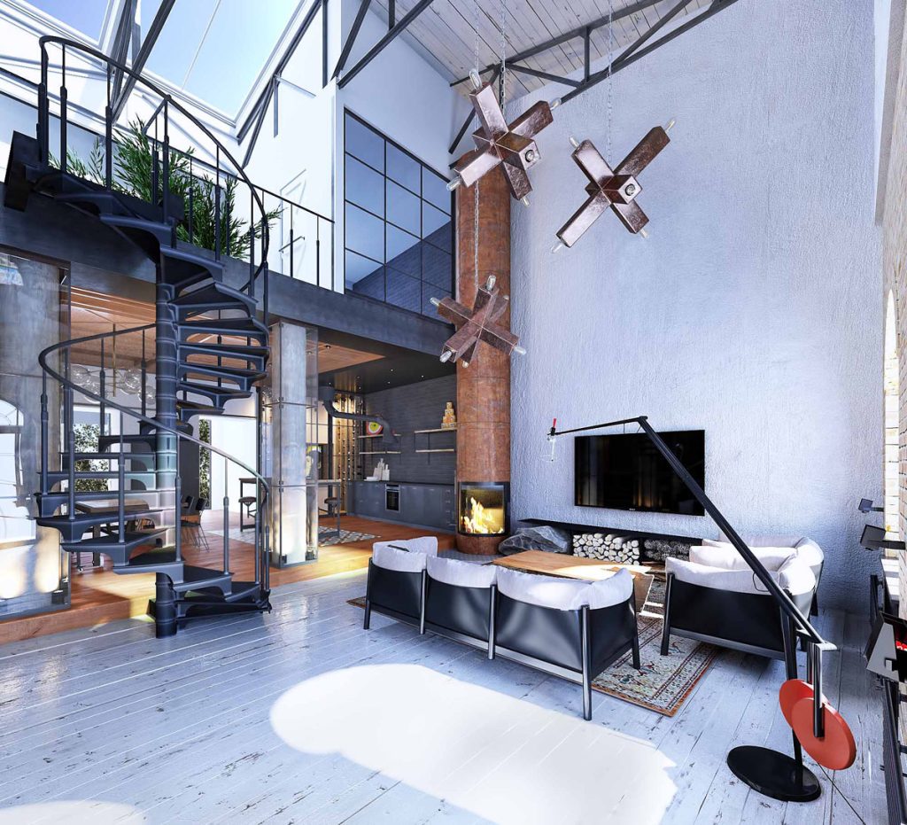 Creative Modern Industrial Style Loft in Kyiv
