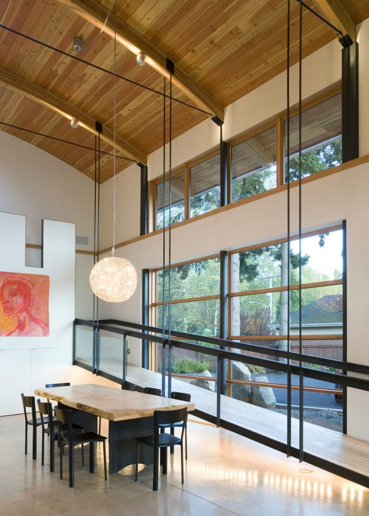 Modern Industrial Suburban House in Seattle with Curved Roof