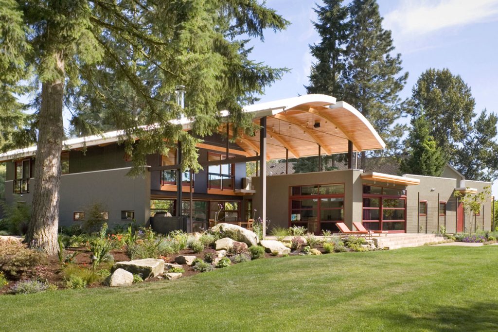 Modern Industrial Suburban House in Seattle with Curved Roof