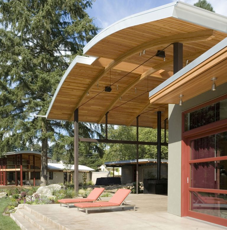 Modern Industrial Suburban House in Seattle with Curved Roof
