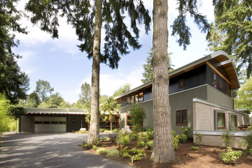 Modern Industrial Suburban House in Seattle with Curved Roof