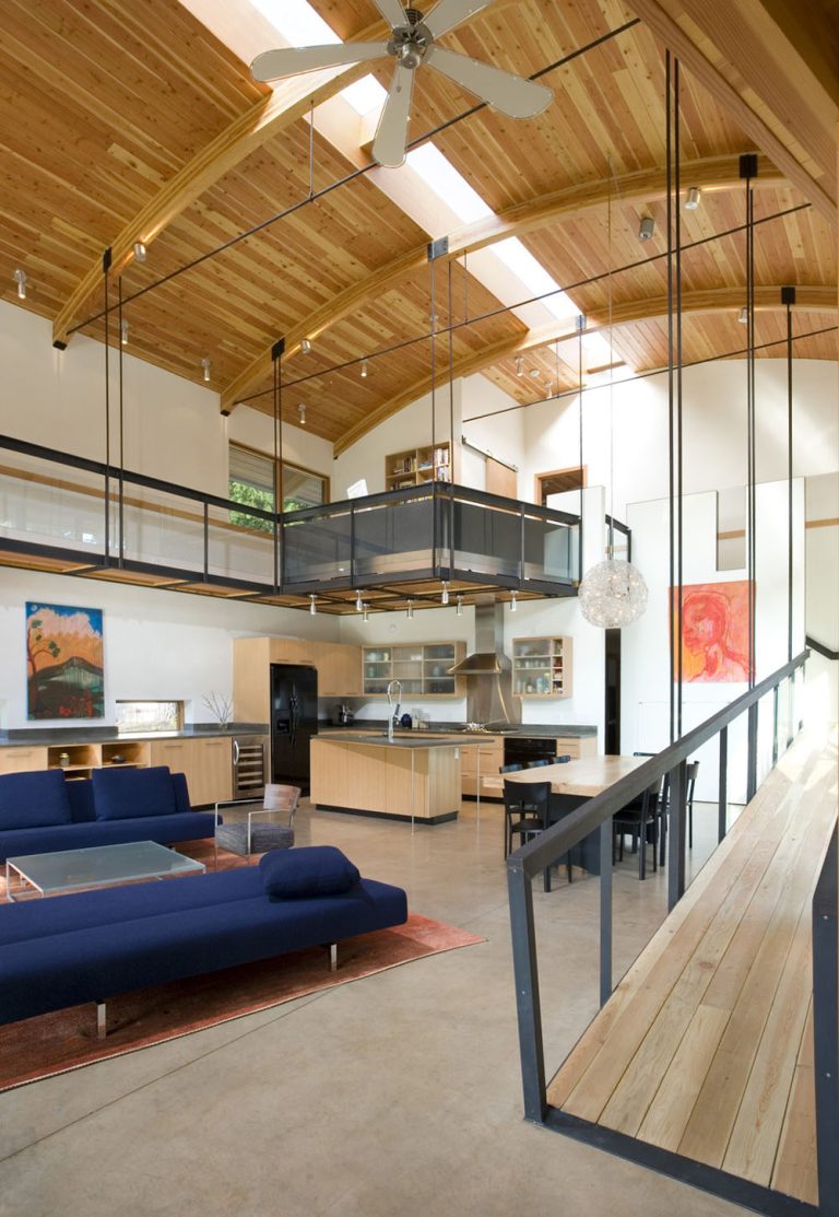 Modern Industrial Suburban House in Seattle with Curved Roof