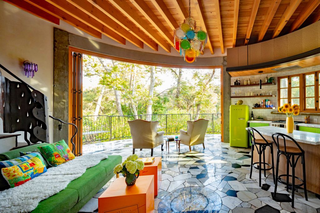 Round Stone Tower House with Modern Rustic Charm