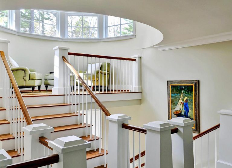 Inspiring Semicircular Staircase Landing Reading Nook